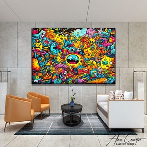 Graffiti Wall Art Print Living Room, Street Art Painting on Canvas ...