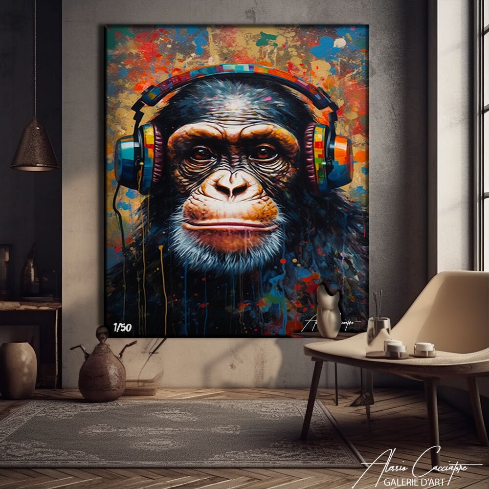 Monkey Canvas Wall Art Street Art Graffiti Wall Art Canvas - Etsy