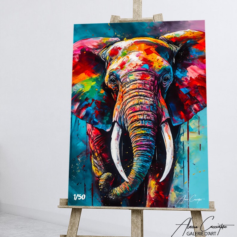 Colorful Elephant Wall Art Printable Pop Art Canvas Painting - Etsy