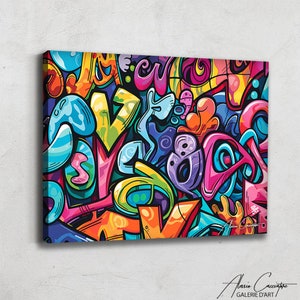 Colorful Graffiti Wall Art Canvas, Urban Wall Art, Graffiti Painting ...