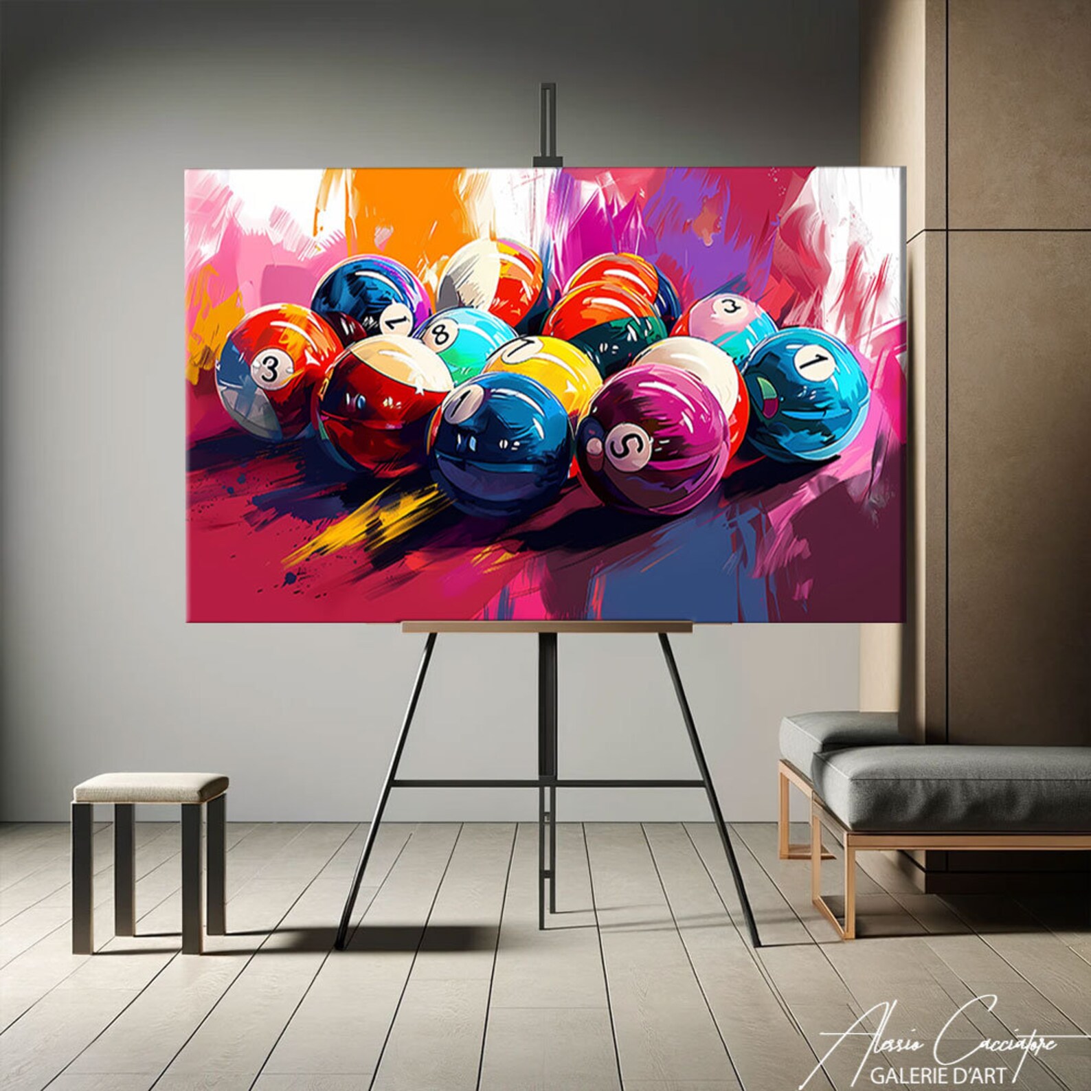 Billiards Wall Art, Man Cave Wall Art, Modern Abstract Pop Art Canvas ...