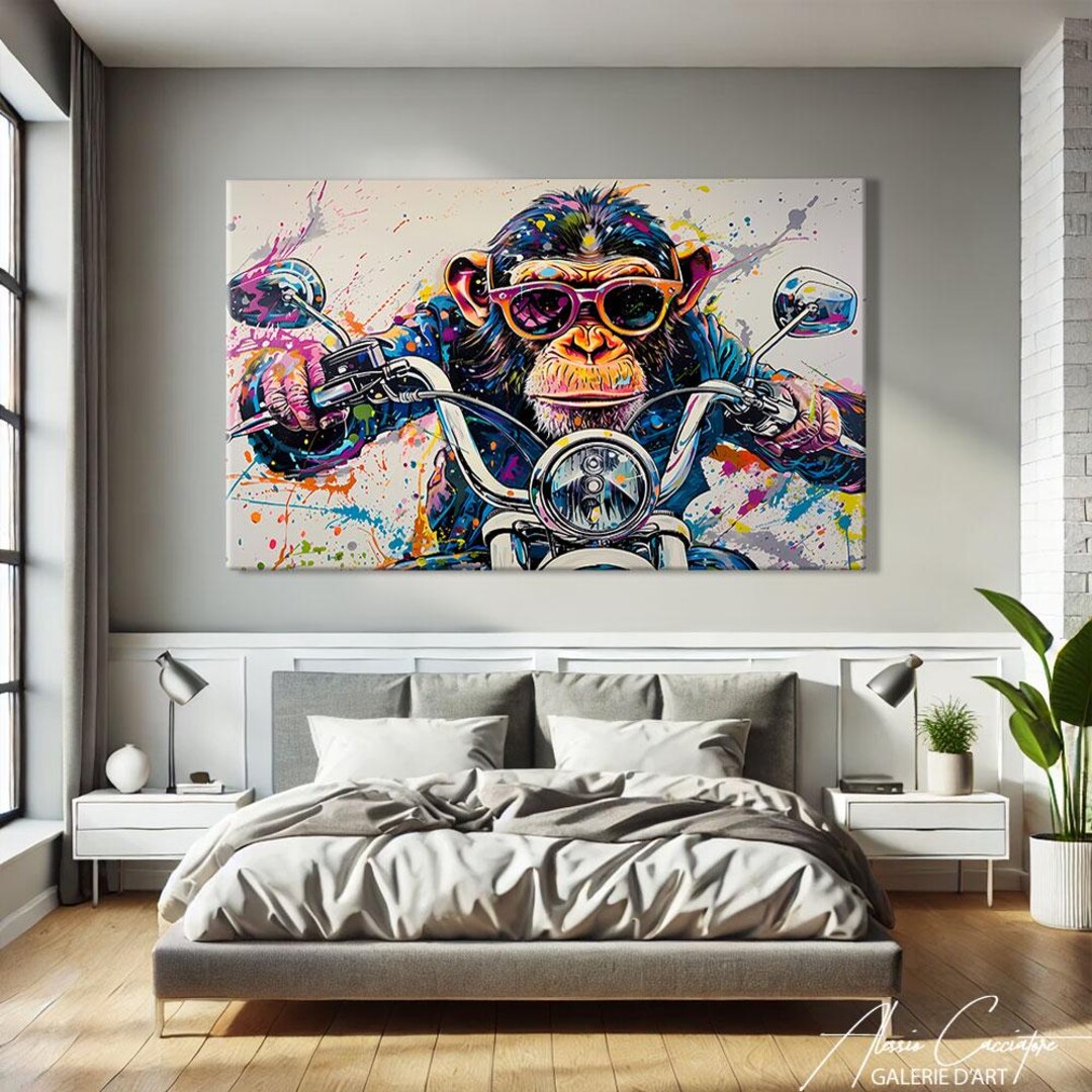 Graffiti Art Framed, Chimpanzee Art, Monkey Graffiti Art Canvas, Pop ...