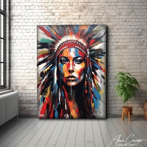 Graffiti Art Canvas Woman Print Art, Native American Decor Wall Art ...