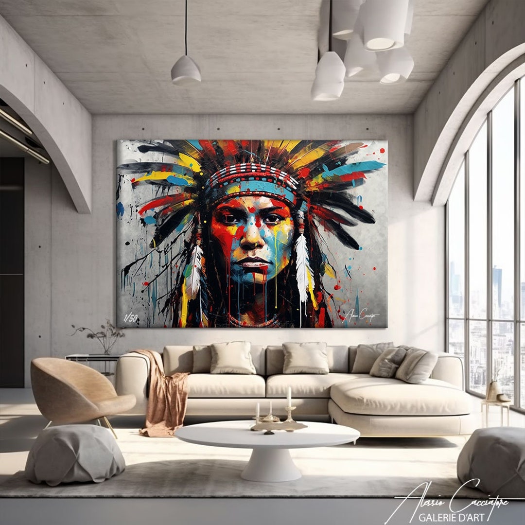 Graffiti Wall Art Woman Painting Print, Native American Art Print ...