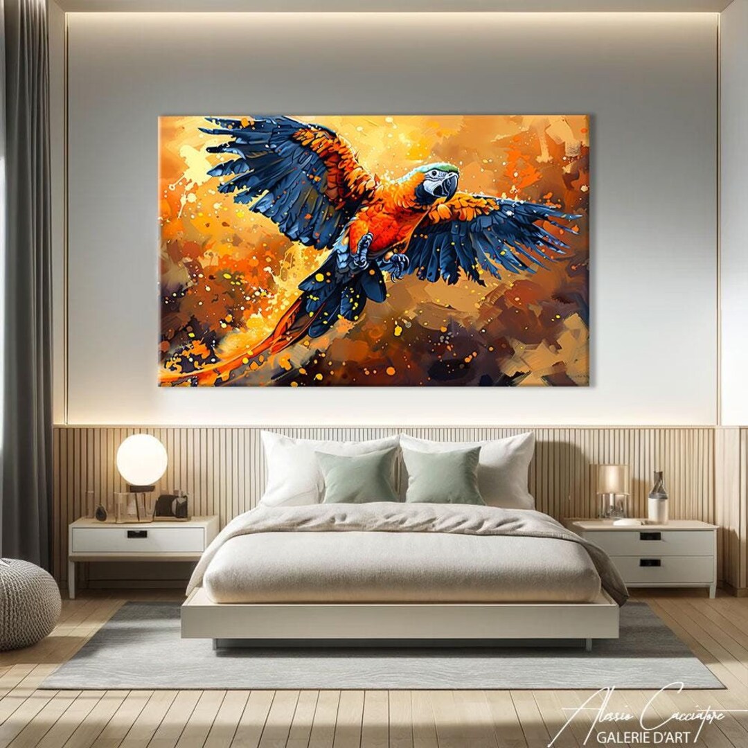Macaw Painting Prints, Parrot Wall Art, Extra Large Wall Art Abstract ...