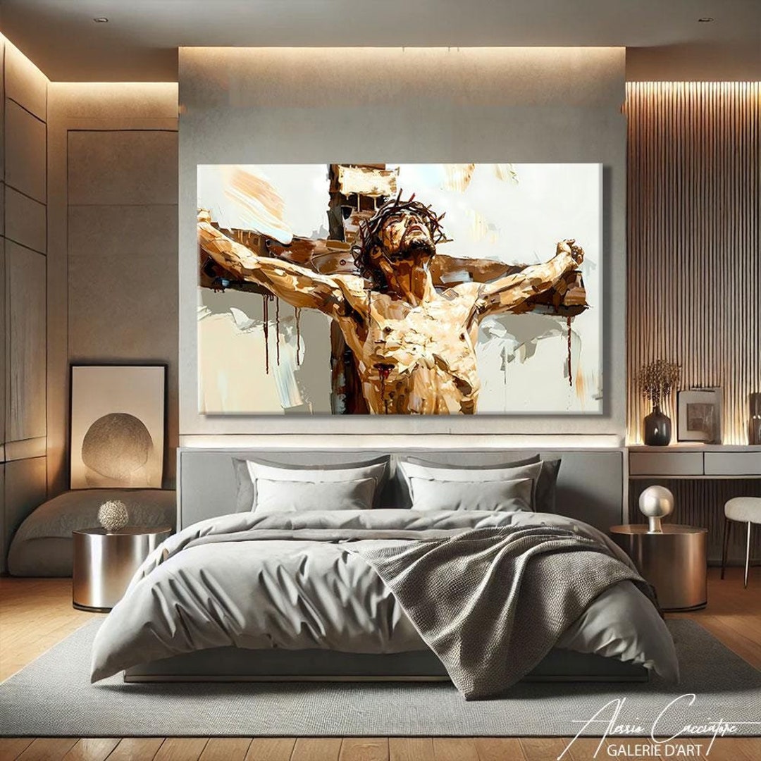 Christian Wall Art Canvas Giant Horizontal, Jesus Art Prints, Abstract ...