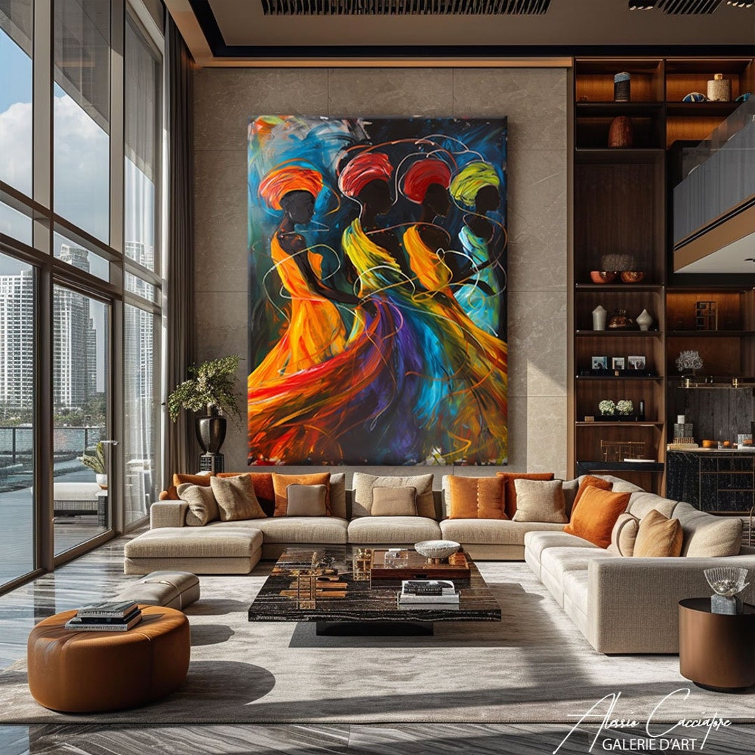 African Wall Art Living Room, African Women Painting on Canvas, Abstract Women Art Prints, Extra ...
