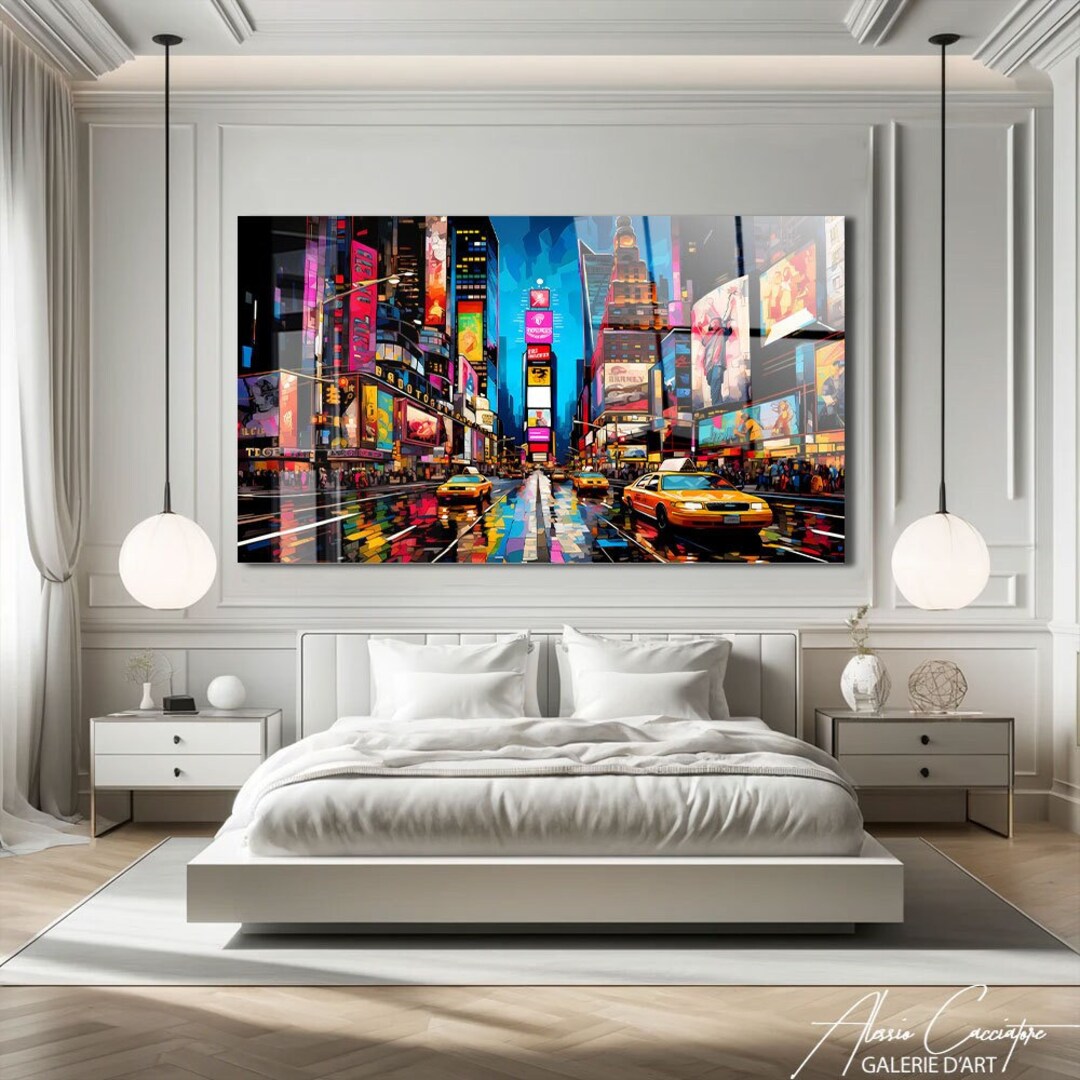 TEMPERED GLASS ART, New York Wall Art Print, Acrylic Glass Painting ...