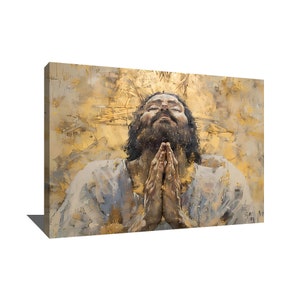 Jesus Praying Painting, Abstract Christian Art Prints Landscape ...