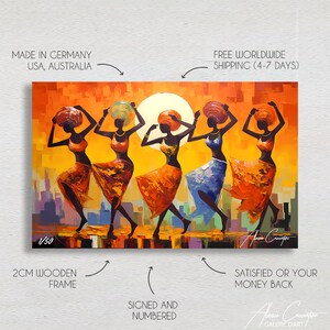 African Art Print, Large Abstract Painting Canvas, Abstract African Wall Art, Black Women Wall ...