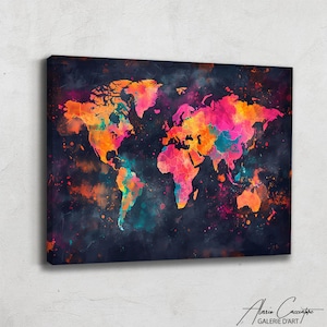 Large World Map Prints on Canvas Colorful, World Map Wall Art ...