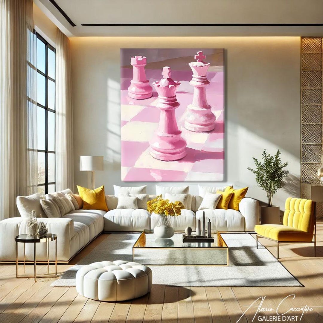 Chess Wall Art, Girly Decor Print, Chess Art Pink Purple, Luxury Wall ...