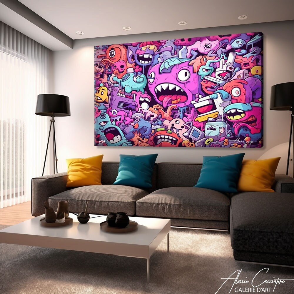 Pop Art Print for Dorm Doodle Wall Art Pop Culture Wall Art - Etsy