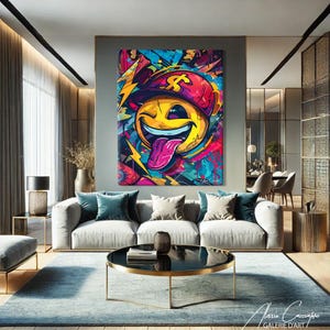 Smiley Face Art Print, Colorful Pop Art Prints, Hypebeast Decor Wall ...