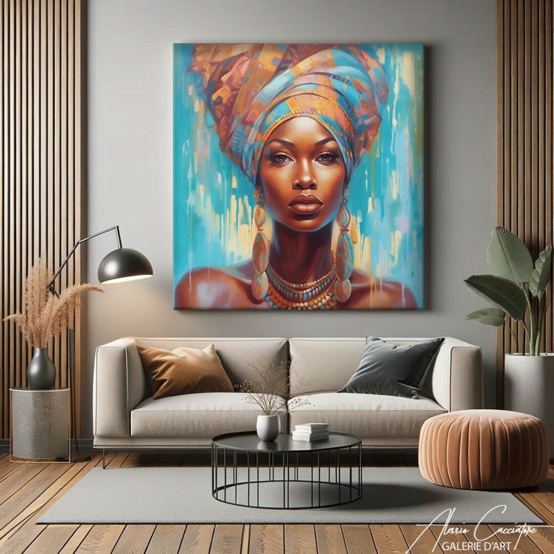 African American Art Canvas, Blue Canvas Wall Art, African Wall Art Prints, Black Woman Art ...
