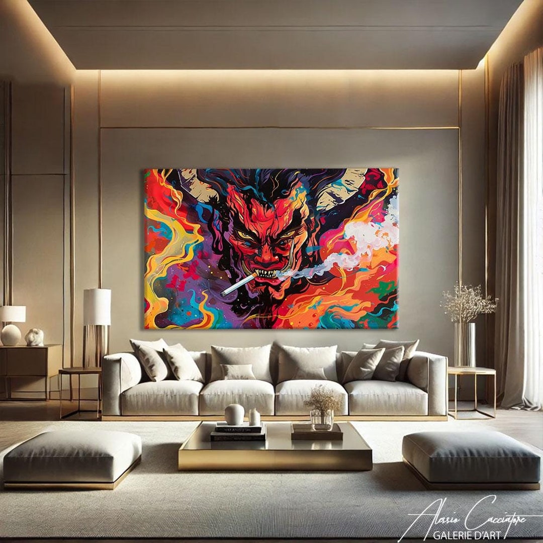 Satanic Decor, Demon Art Print, Pop Art Wall Art, Devil Canvas, Extra ...