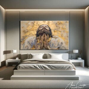 Jesus Praying Painting, Abstract Christian Art Prints Landscape ...