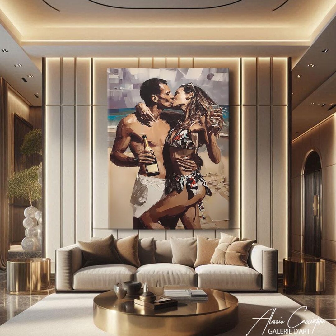 Couple Prints for Bedroom, Champagne Wall Art Print, Beach Bedroom ...