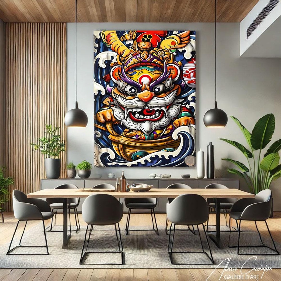 Modern Japanese Wall Art, Dragon Decor Kids, Oriental Home Decor, Anime ...