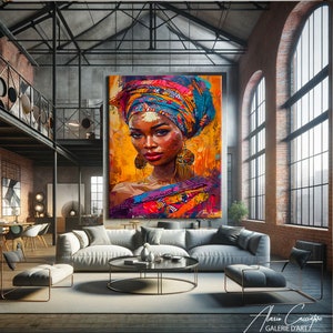 African Woman Wall Decor, African Print Art, Black Woman Canvas Wall Art, African American Art ...