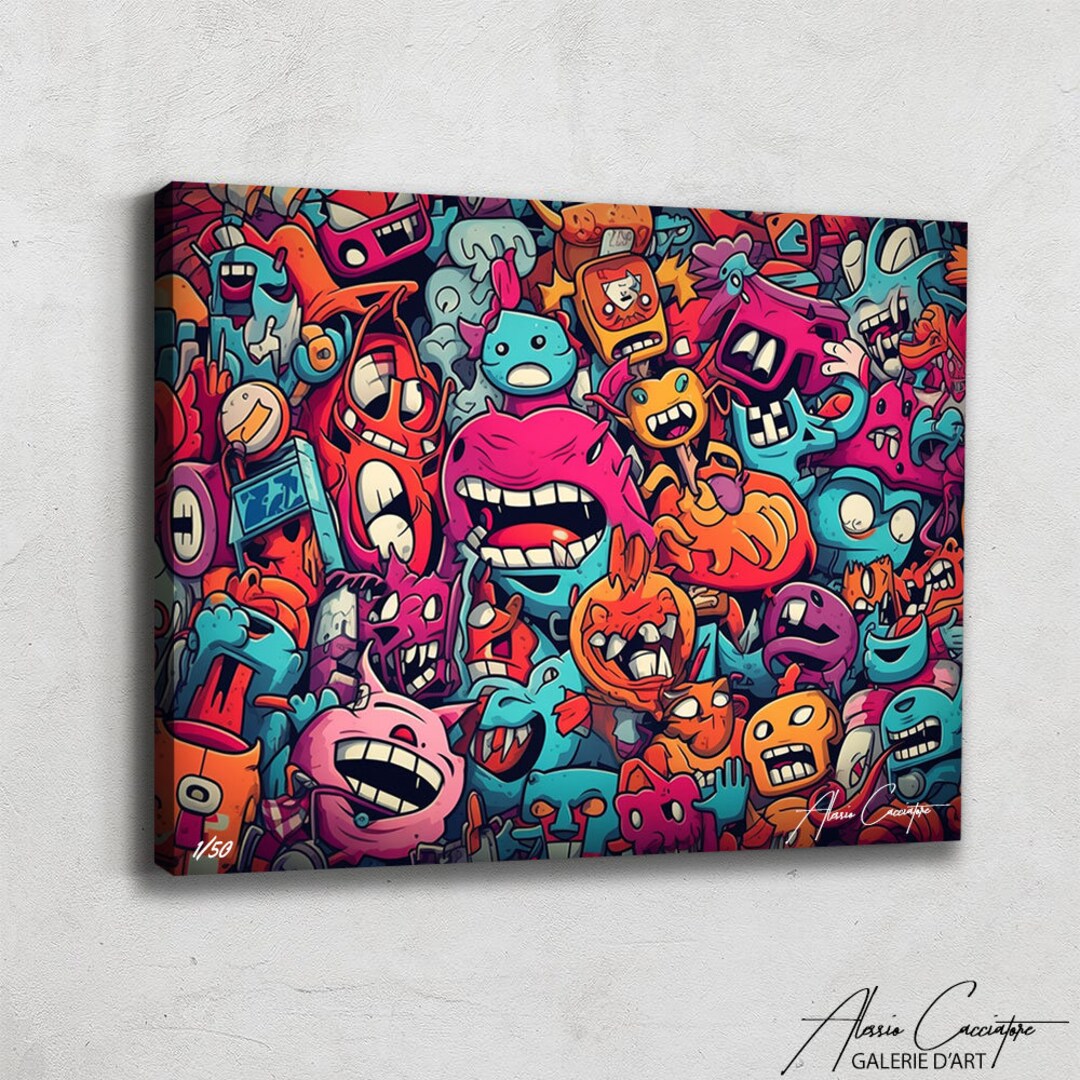 Doodle Art Print Pop Art Print Colorful Wall Art Prints Red - Etsy