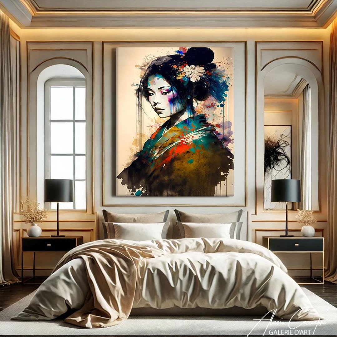 Abstract Geisha Print, Japanese Geisha Art Print, Modern Japanese Art ...
