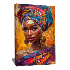 African Woman Wall Decor, African Print Art, Black Woman Canvas Wall Art, African American Art ...