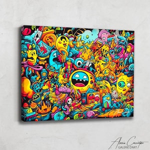 Graffiti Wall Art Print Living Room, Street Art Painting on Canvas ...