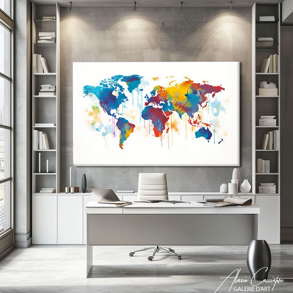 World Map Wall Art Extra Large Abstract, Map of the World Wall Art ...