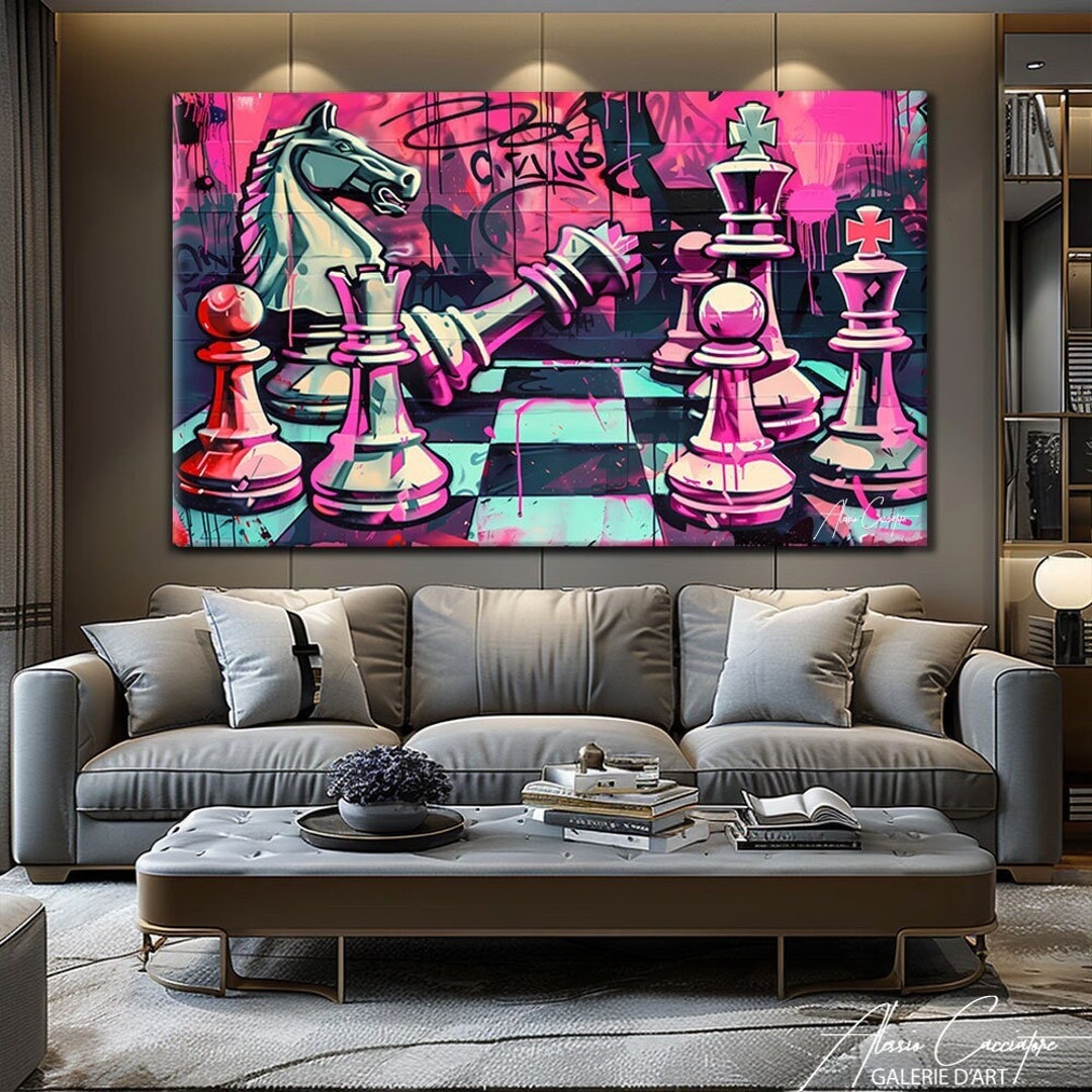 Graffiti Canvas Wall Art, Street Art Prints Art, Chess Wall Art King ...