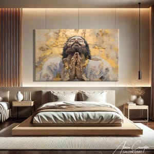 Jesus Praying Painting, Abstract Christian Art Prints Landscape ...