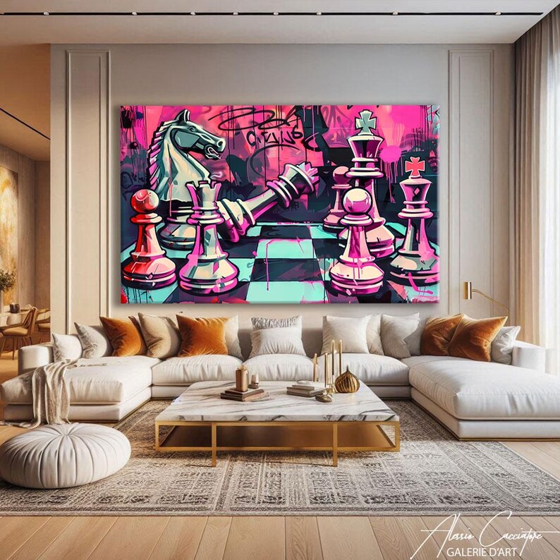 Graffiti Canvas Wall Art, Street Art Prints Art, Chess Wall Art King ...