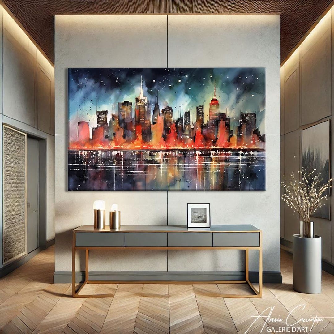 Large New York Wall Art, Abstract NYC Art Print, New York City Print ...