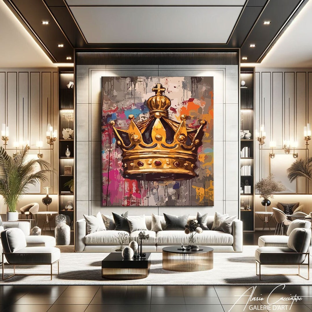 Crown Wall Art, Graffiti Art Print, King Print, Pop Culture Canvas Wall ...