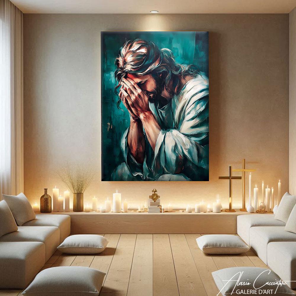 Jesus Wall Art Framed, Biblical Art Print on Canvas, Serenity Prayer ...