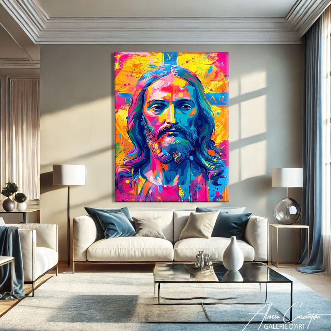 Catholic Art for Wall Colorful Canvas, Pop Art Prints for Bedroom ...