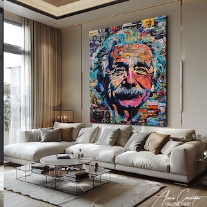 Albert Einstein Painting, Street Art Graffiti Wall Art Canvas, Einstein Poster, Street Art ...