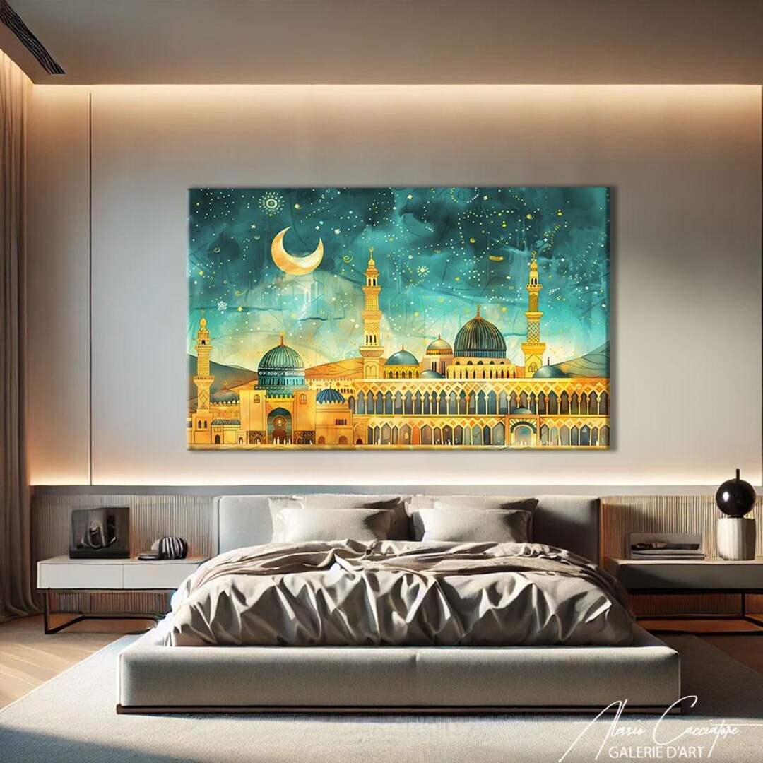 Middle Eastern Wall Art, Modern Islamic Art Paint, Mosque Art Print ...