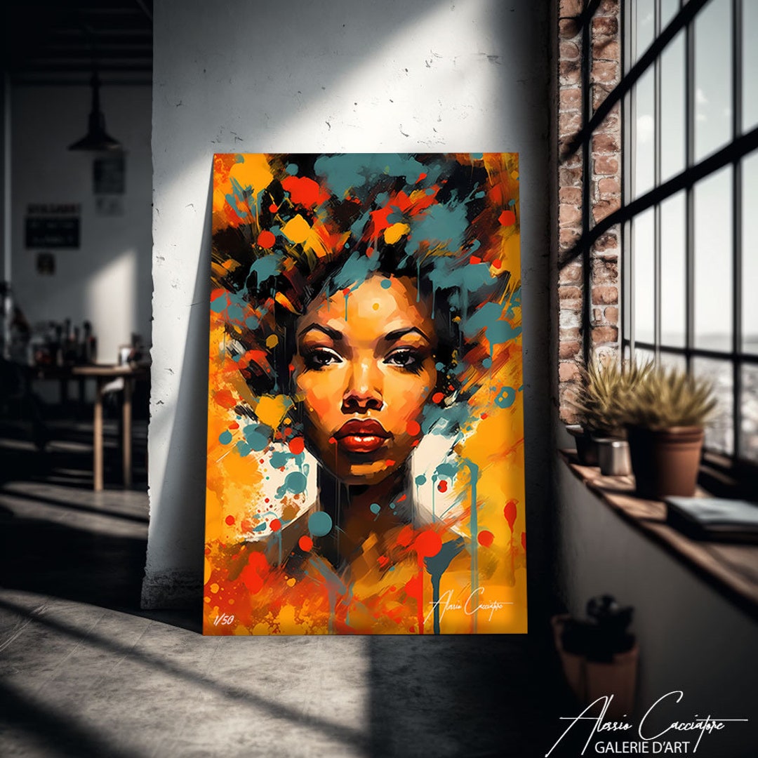 African Wall Art Canvas, African Woman Painting Abstract, African ...