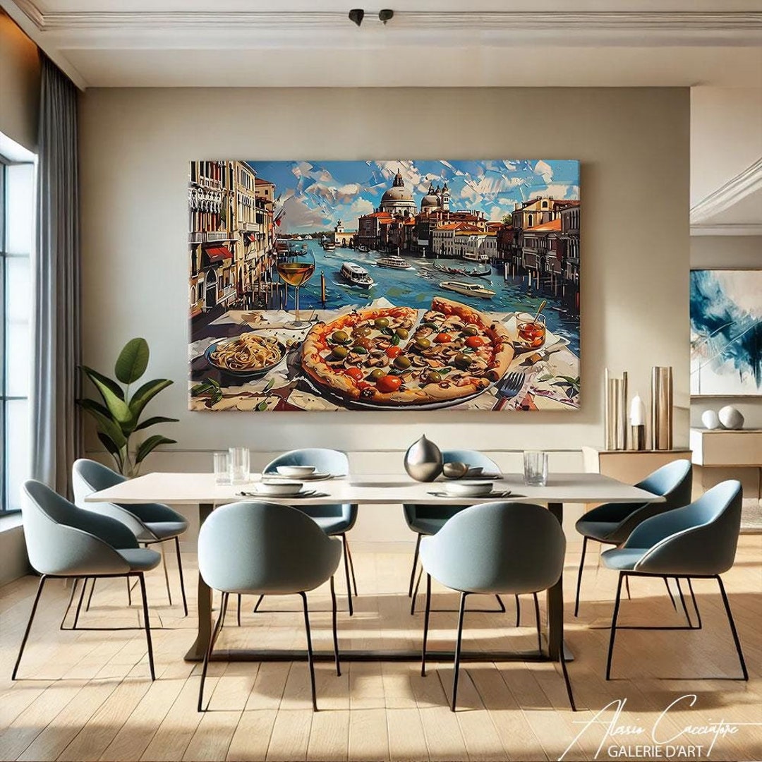Italian Kitchen Art Print, Venice Painting Canvas Art Large, Italy Wall ...