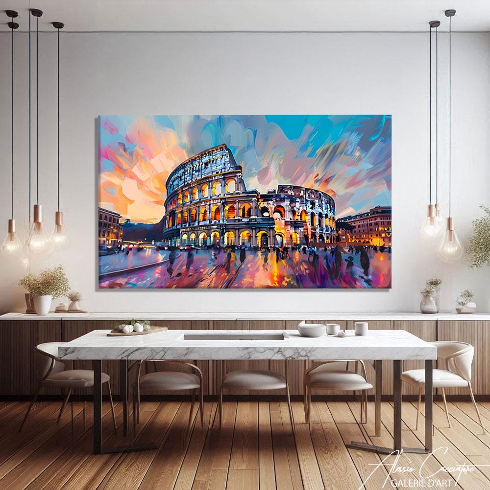 Colosseum Painting, Italy Art Print, Abstract Pop Art Canvas, Rome Wall ...