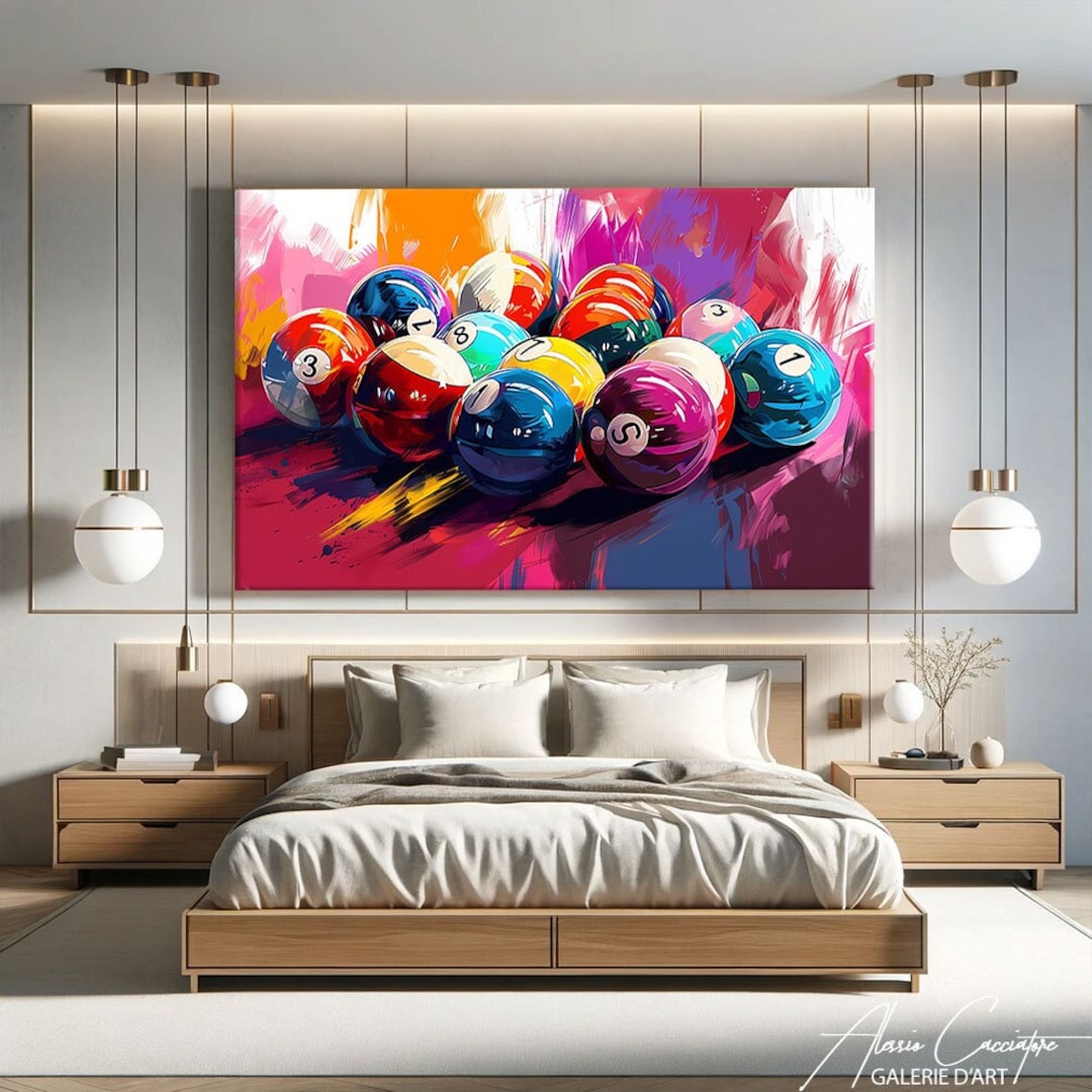 Billiards Wall Art, Man Cave Wall Art, Modern Abstract Pop Art Canvas, Playroom Prints Boys ...
