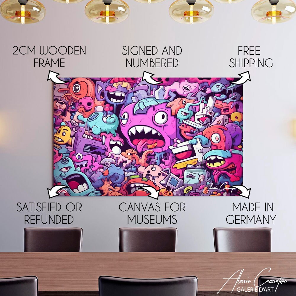 Pop Art Print for Dorm Doodle Wall Art Pop Culture Wall Art - Etsy