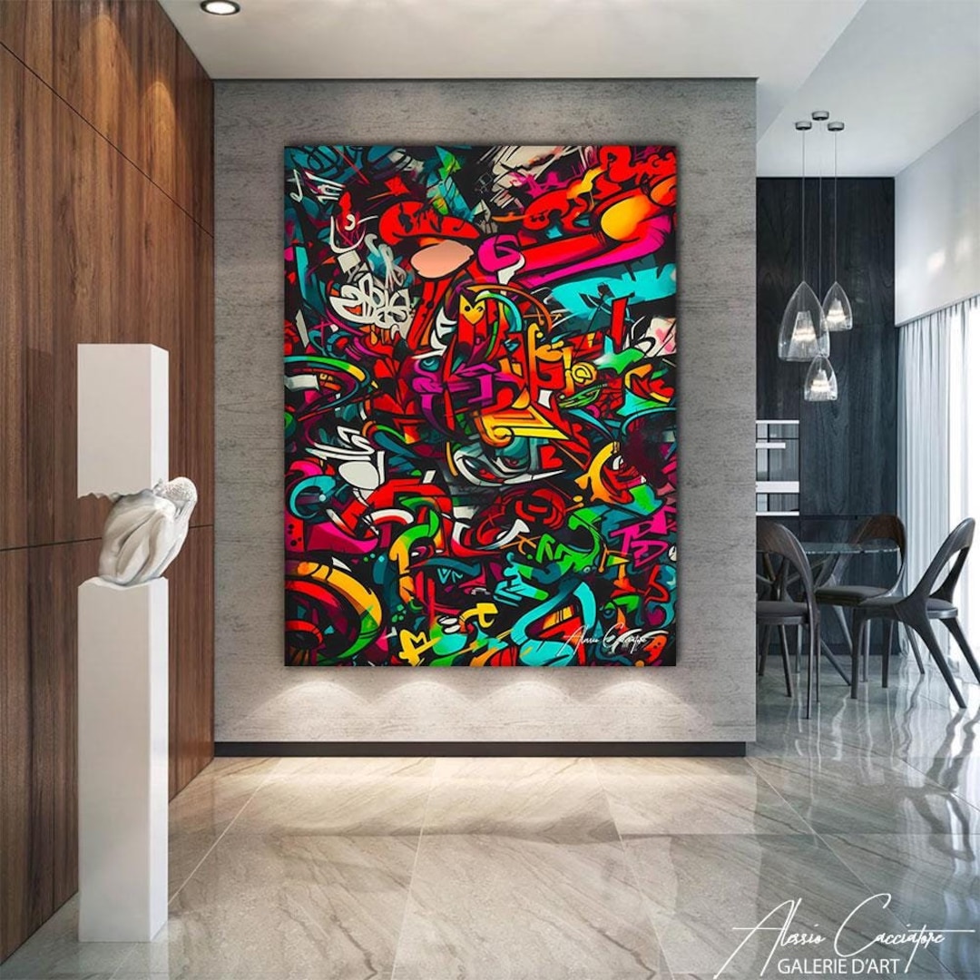 Painting Graffiti Art Canvas Original, Urban Art Print Framed, Graffiti ...