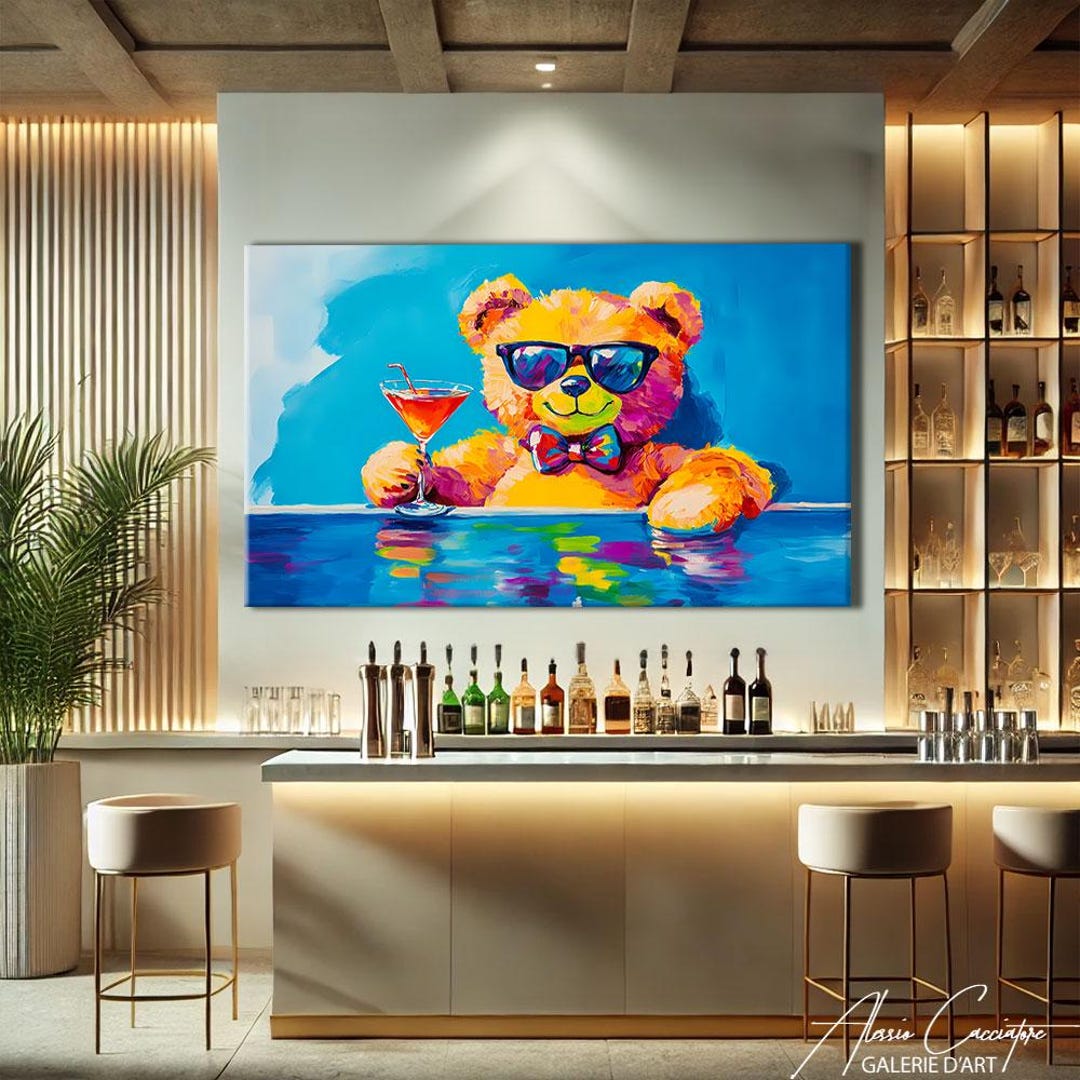 Teddy Bear Nursery Prints, Funky Wall Art Framed, Colorful Pop Art ...