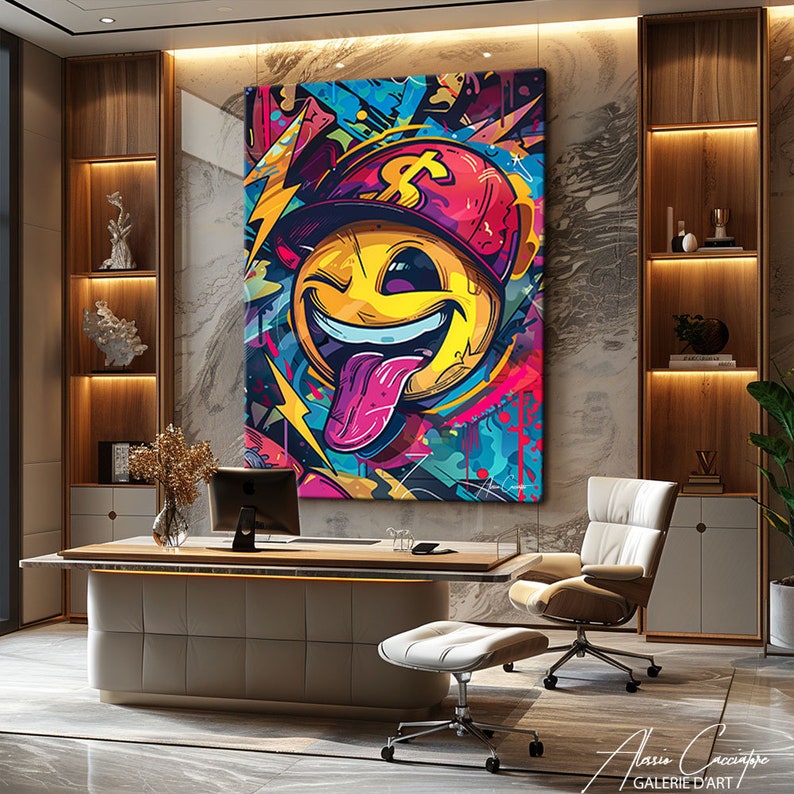 Smiley Face Art Print, Colorful Pop Art Prints, Hypebeast Decor Wall ...