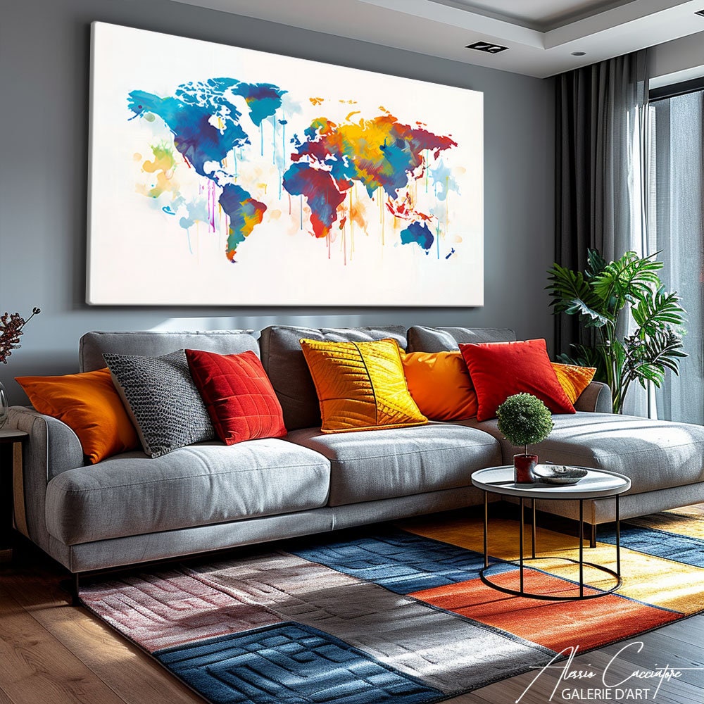 World Map Wall Art Extra Large Abstract, Map of the World Wall Art ...