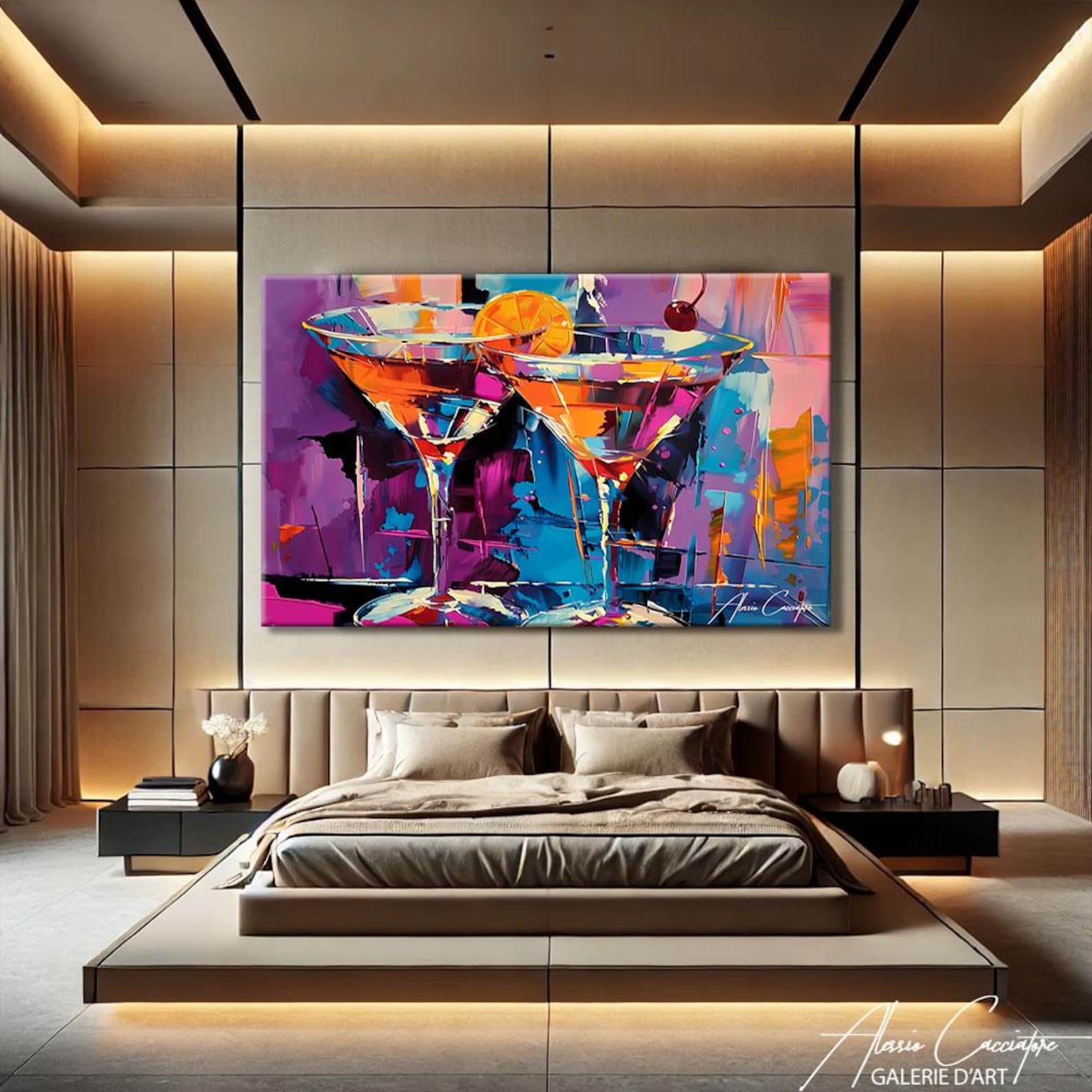 Cocktail Wall Art Print, Modern Bar Decor for Home Bar, Large Canvas ...
