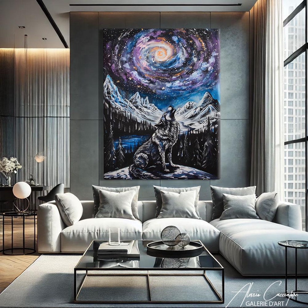 Wolf Moon Wall Art, Celestial Art Print, Moon Art Print, Wolf Print ...