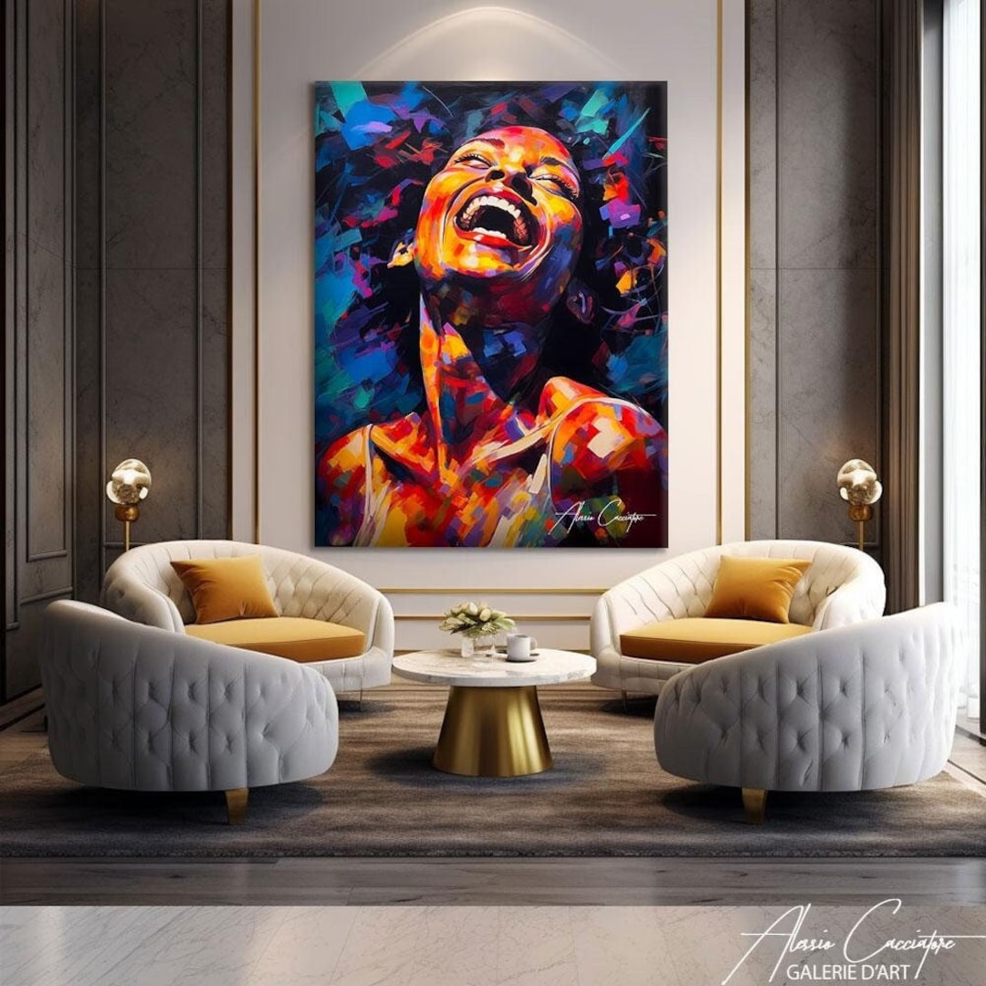 Black Girl Art Canvas, Extra Large Wall Art Abstract, Black Girl Painting, Colorful Wall Art ...